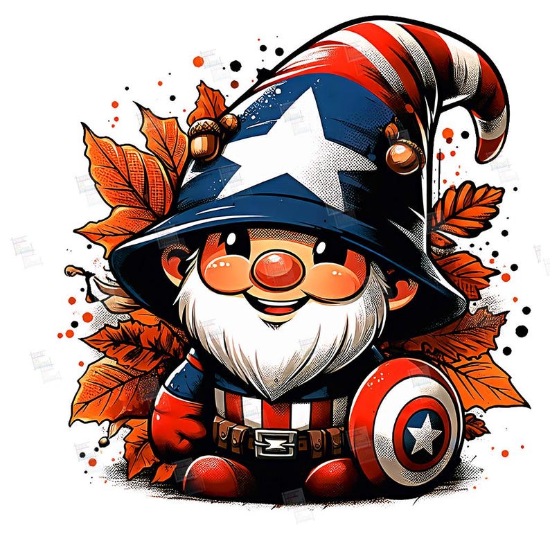 PNG Captain Gnomerica Clipart Superhero Dwarf Comic Book Style Autumn ...