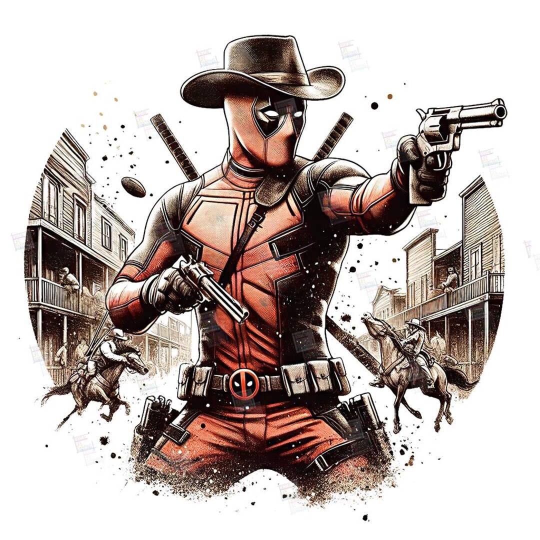 PNG Deadpool Vintage Western Cowboy Clipart Splash Digital Poster ...