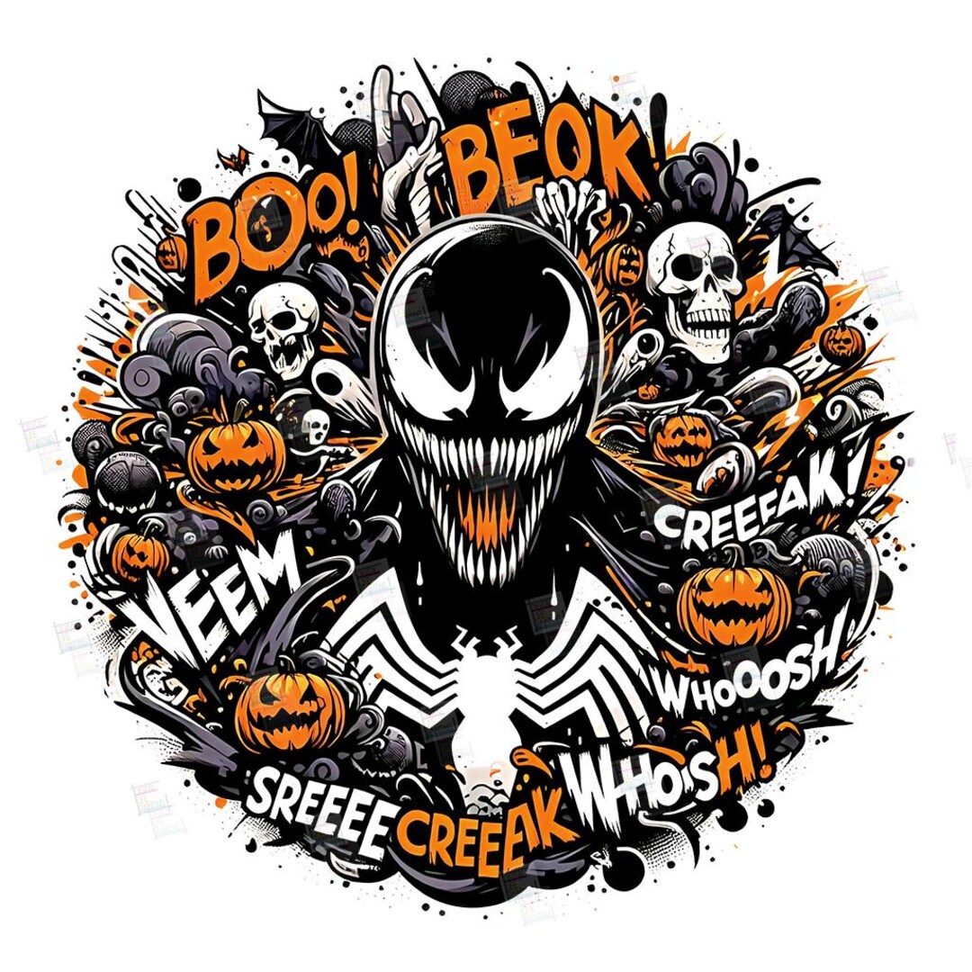 PNG Venom Halloween Clipart Marvel Comic Spooky Symbiote Pumpkin Skull ...