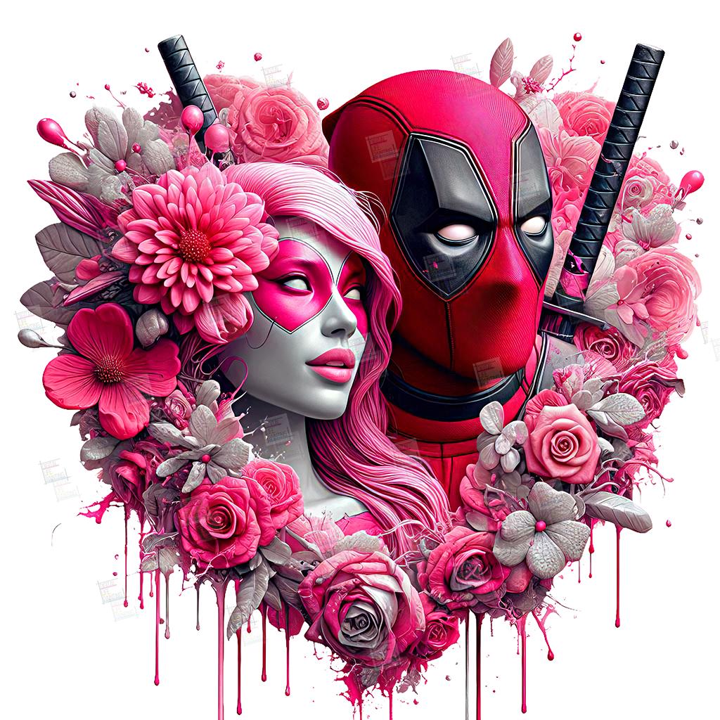PNG Deadpool Couple Clipart Antihero Floral Design Marvel Gothic ...