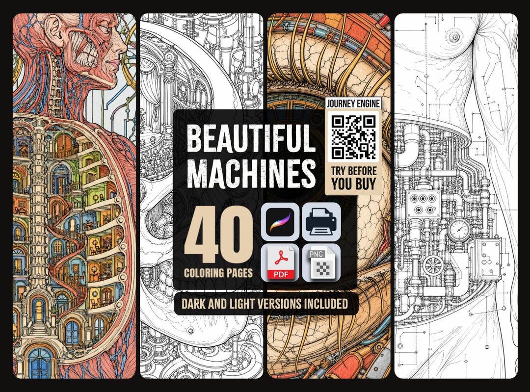 Beautiful Machines Coloring Book | Surrealist Body Horror Adult ...
