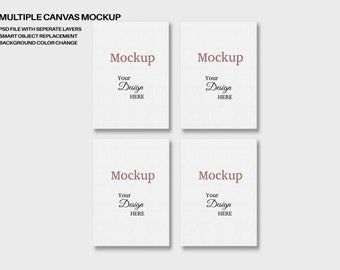 A4 Size Multiple Canvas Mockup, Gallery Canvas Mockups PSD, Vertical ...