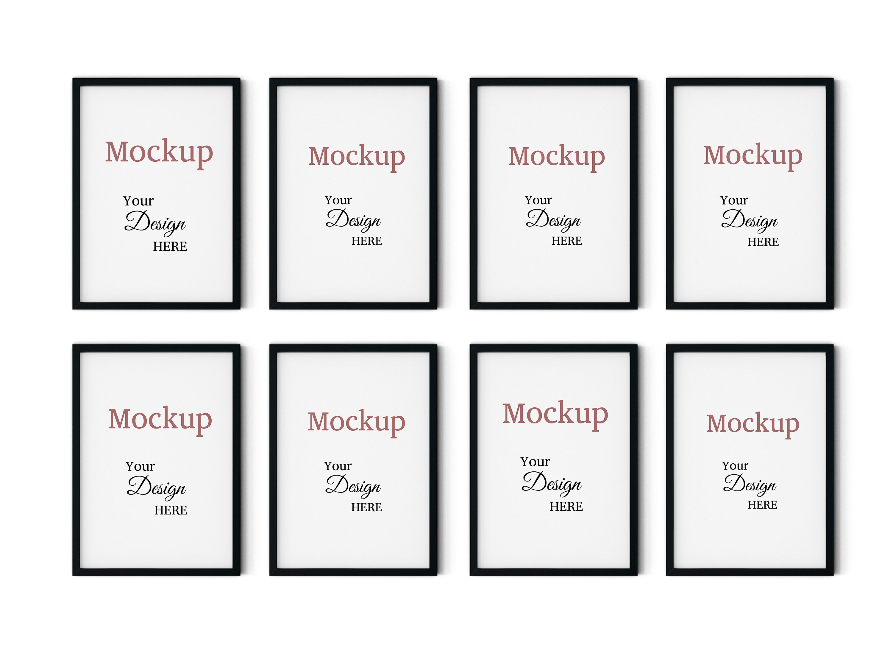 A4 Size 8 Frames Mockup, Frame Mockups PSD, Vertical Frames, Digital ...