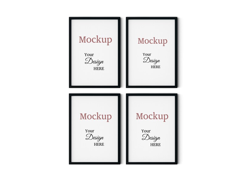 A4 Size 4 Frames Mockup, Frame Mockups PSD, Vertical Frames, Digital ...