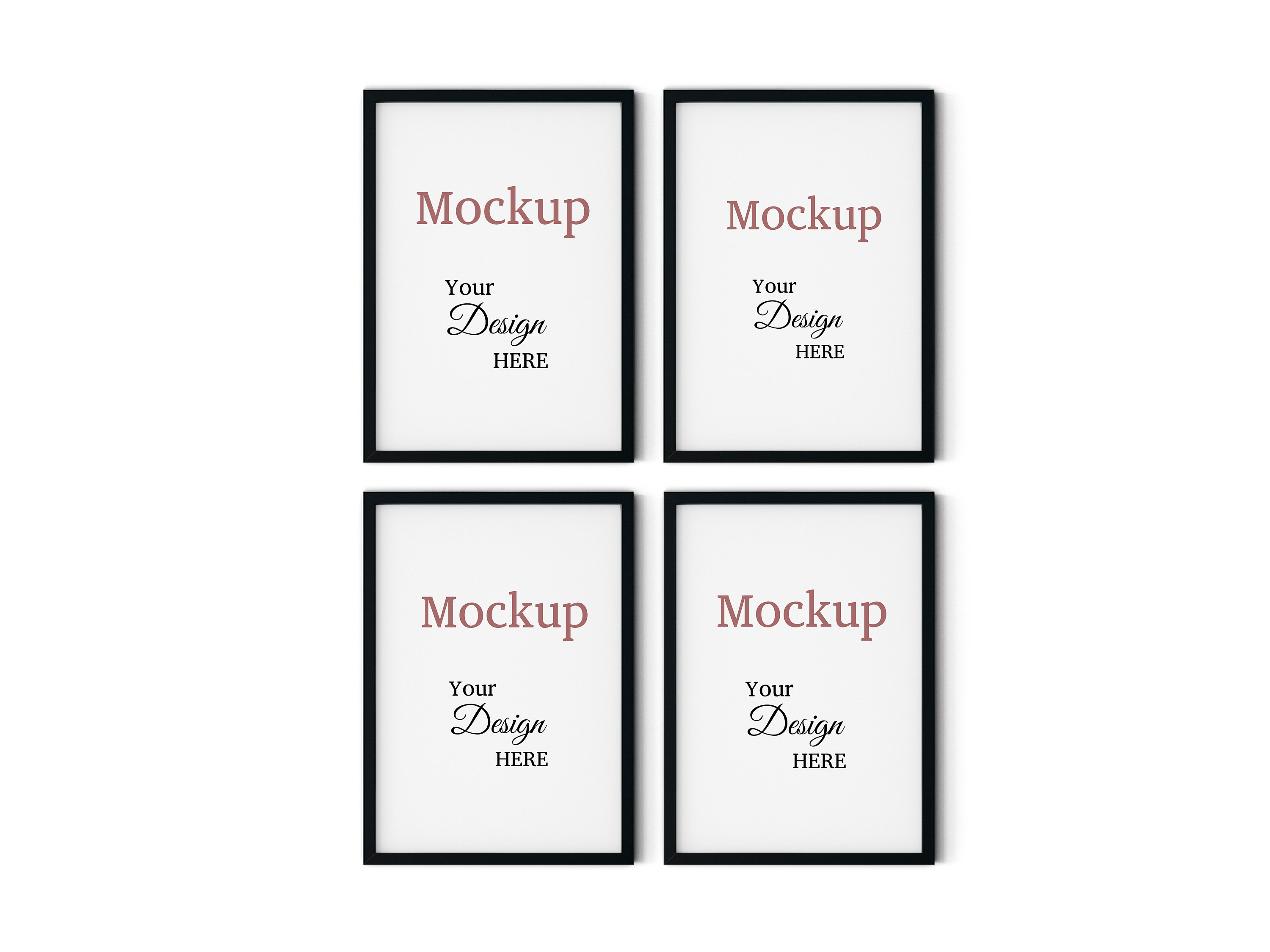 A4 Size 4 Frames Mockup, Frame Mockups PSD, Vertical Frames, Digital ...