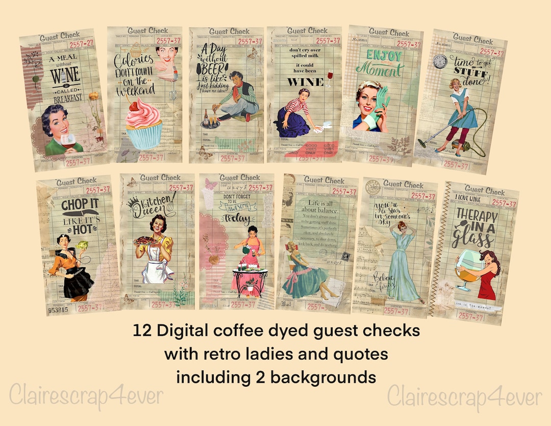 Digital Guest Checks - Embellished Guest Checks - Ladies and Quotes ...