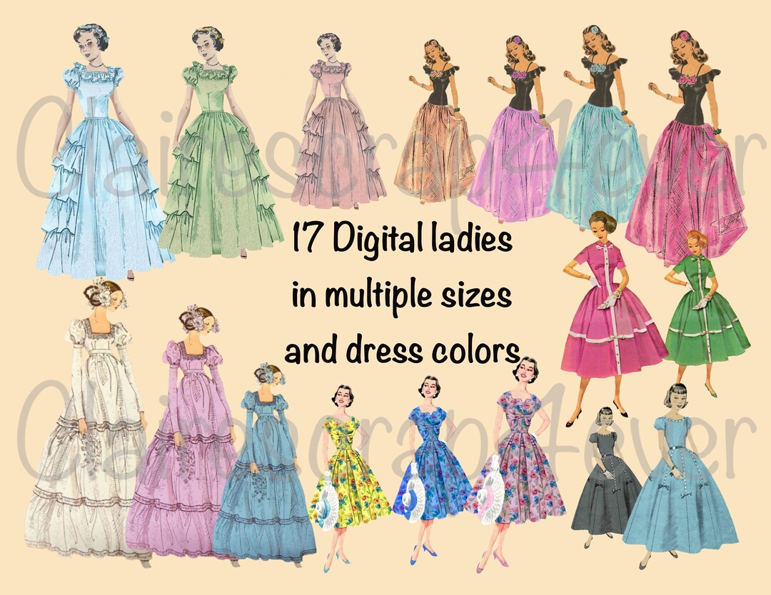 Digital, Printable Ladies to Fussy Cut in Jpg and Png Files, for Junk ...