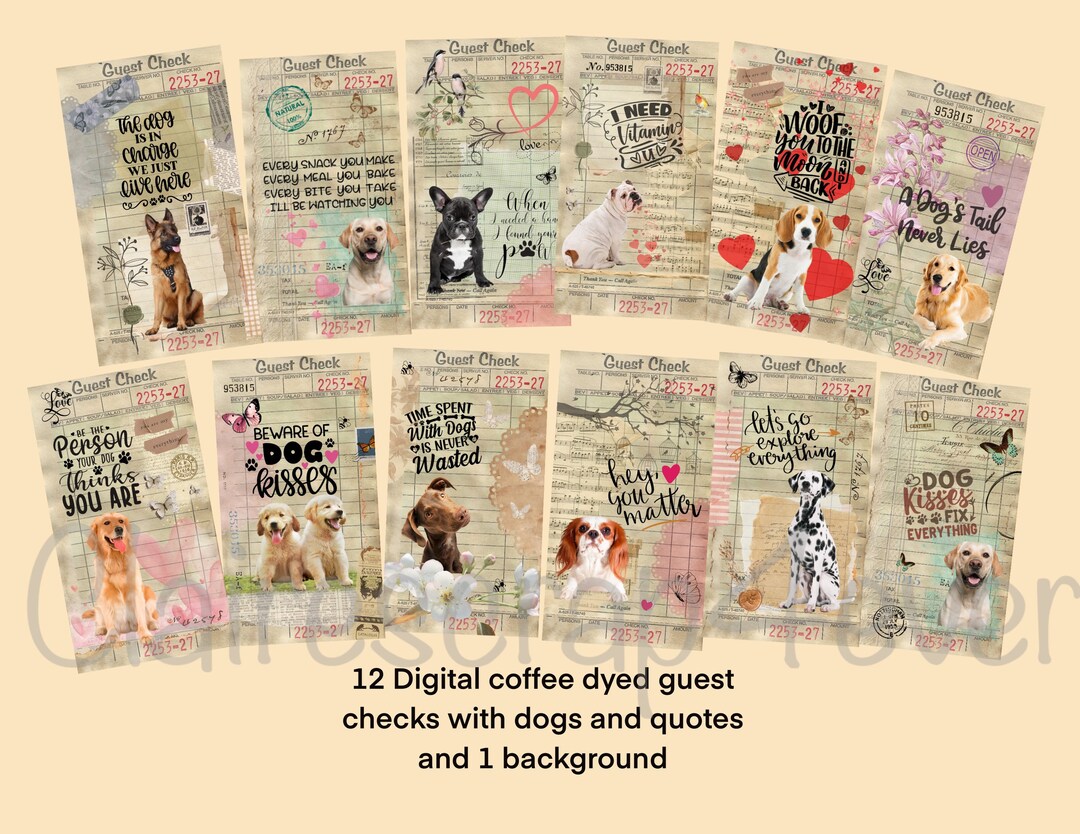 Digital Guest Checks - Embellished Guest Checks - Dogs and Quotes ...