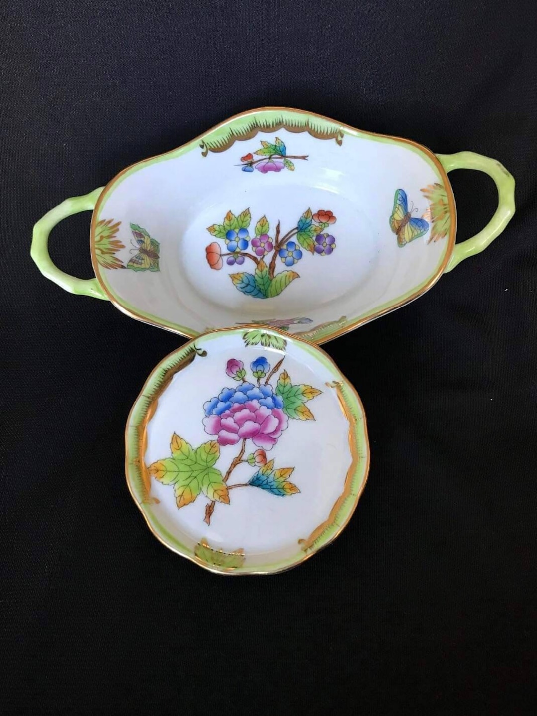 2 Pieces Herend Porcelain Trinket Dish and a Small Dish Includes Price ...