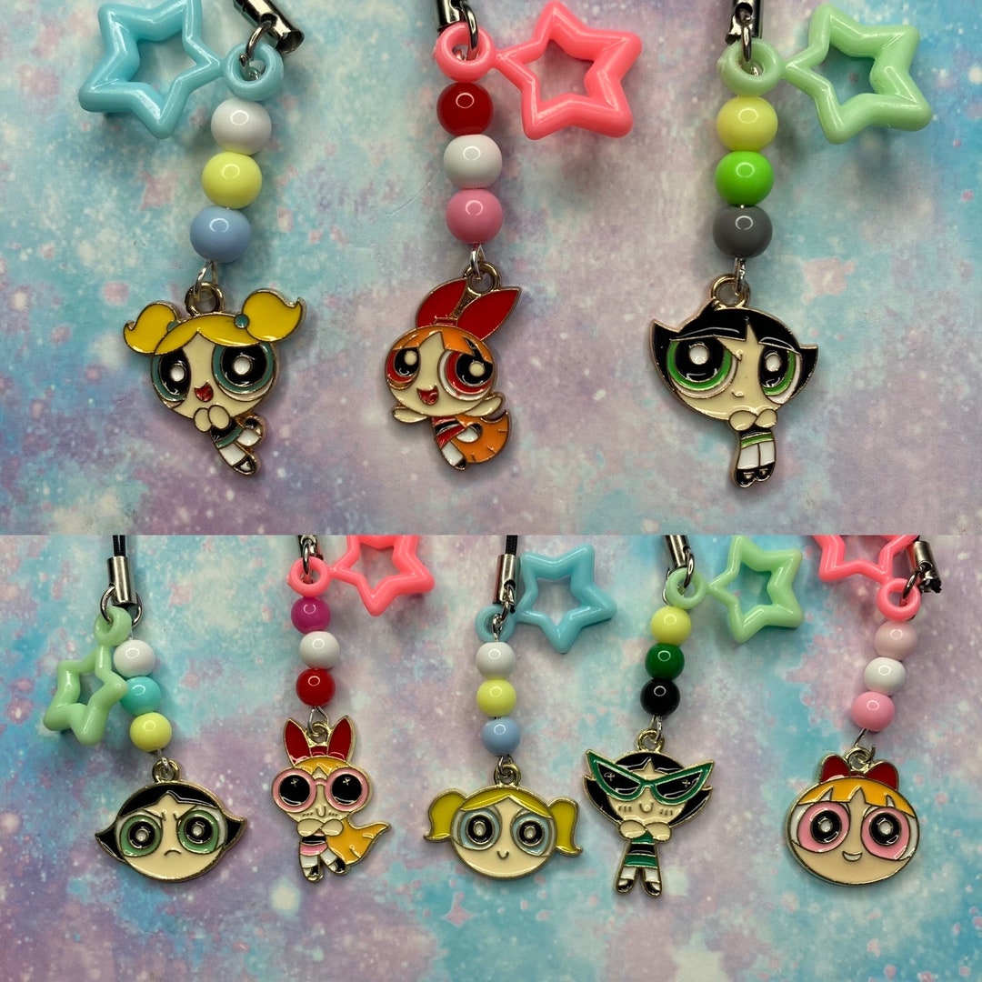 POWERPUFF GIRLS Inspired PHONE Charms Blossom Bubbles Buttercup Retro ...
