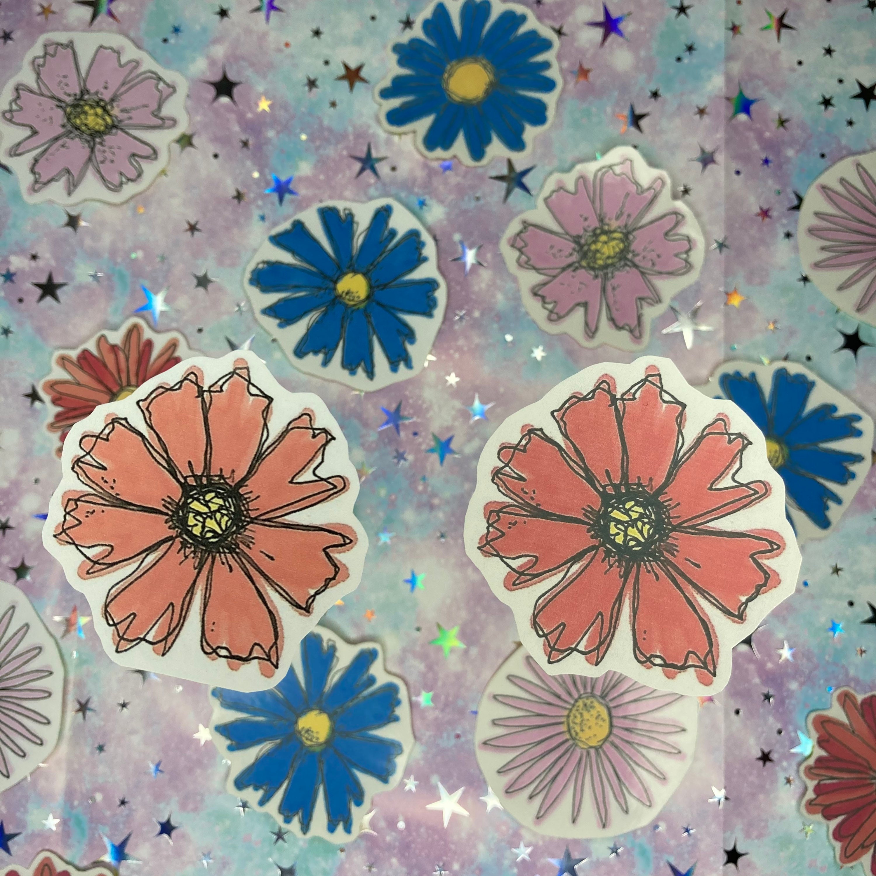 PREPPY FLOWER STICKERS Schöne Hand gezeichnete florale blumen - Etsy.de