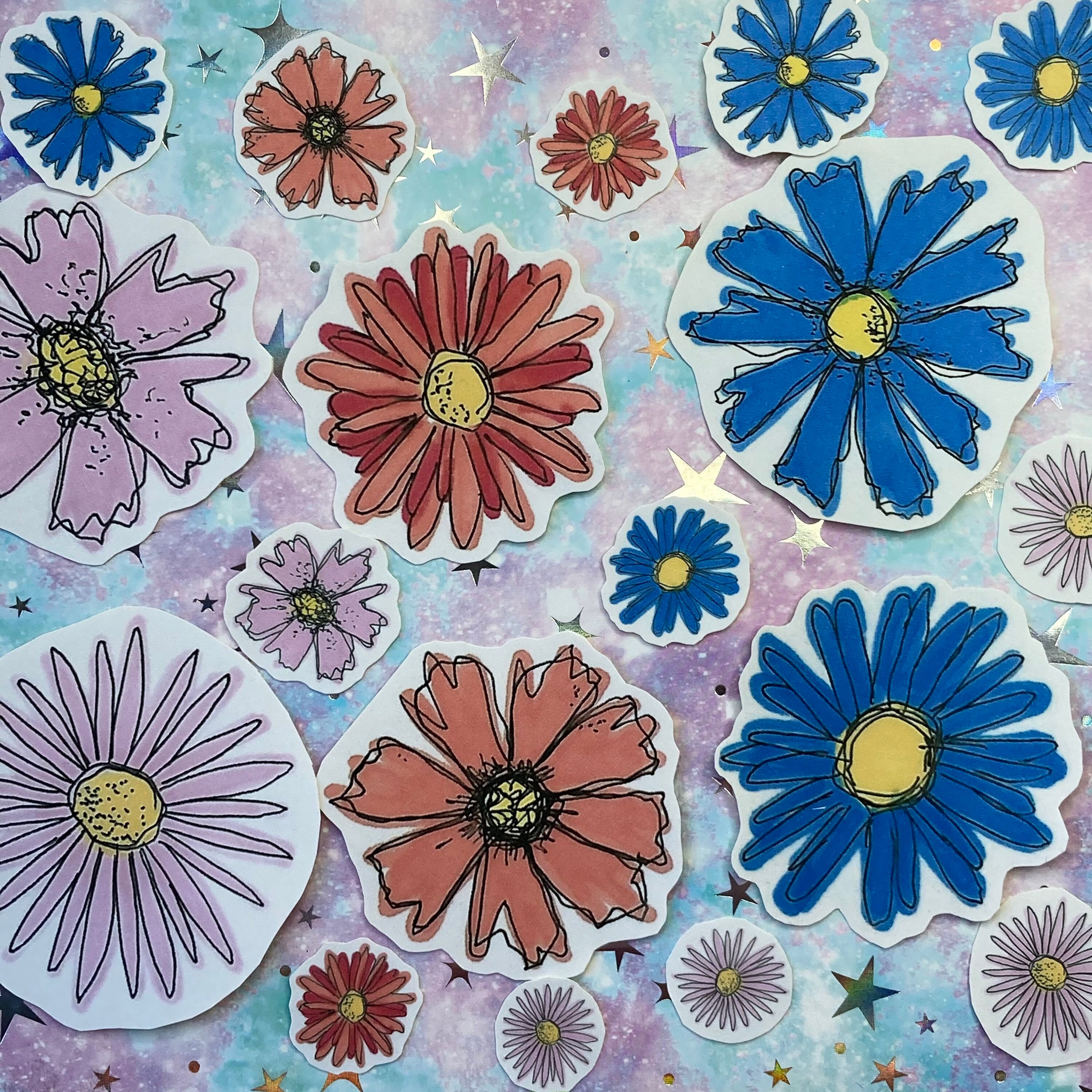 PREPPY FLOWER STICKERS Schöne Hand gezeichnete florale blumen - Etsy.de