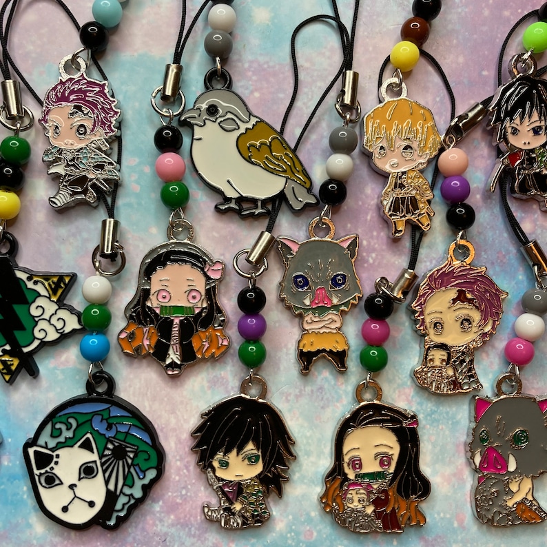 ANIME DEMON SLAYER Inspired Phone Charms Kimetsu No Yaiba Bag Charm ...