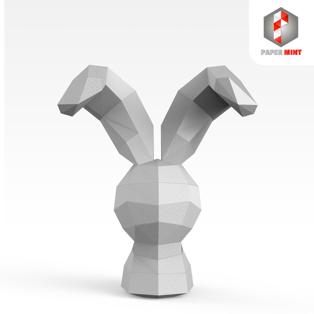 Printable DIY Papercraft Bunny 3D DIY Paper Model Minimalist Low Poly ...