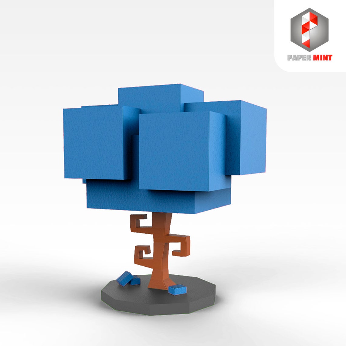 Printable DIY Papercraft Cubic Tree 3D DIY Paper Model Minimalist Low ...