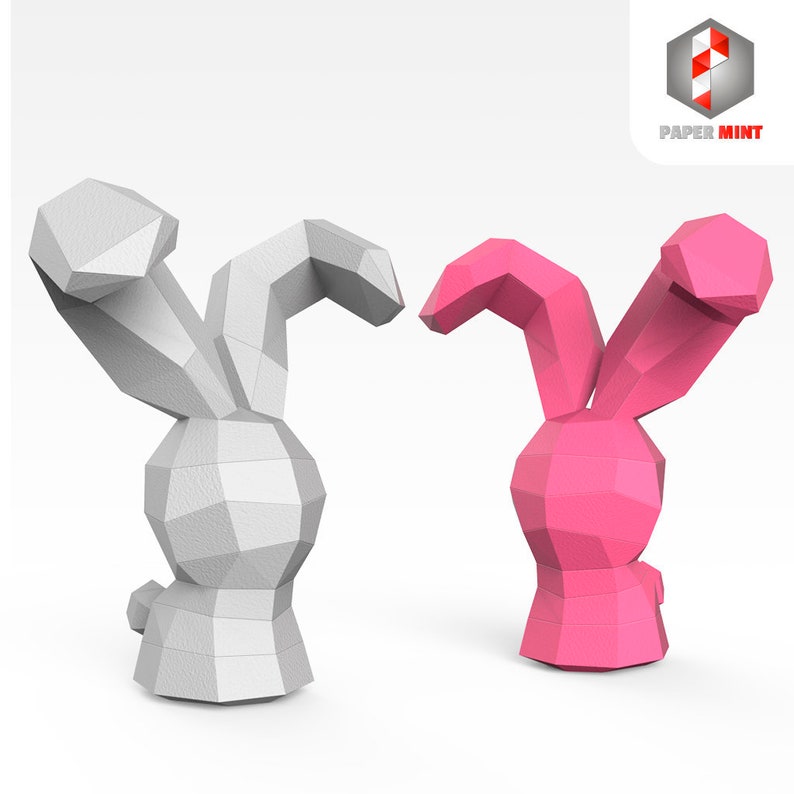 Printable DIY Papercraft Bunny 3D DIY Paper Model Minimalist | Etsy