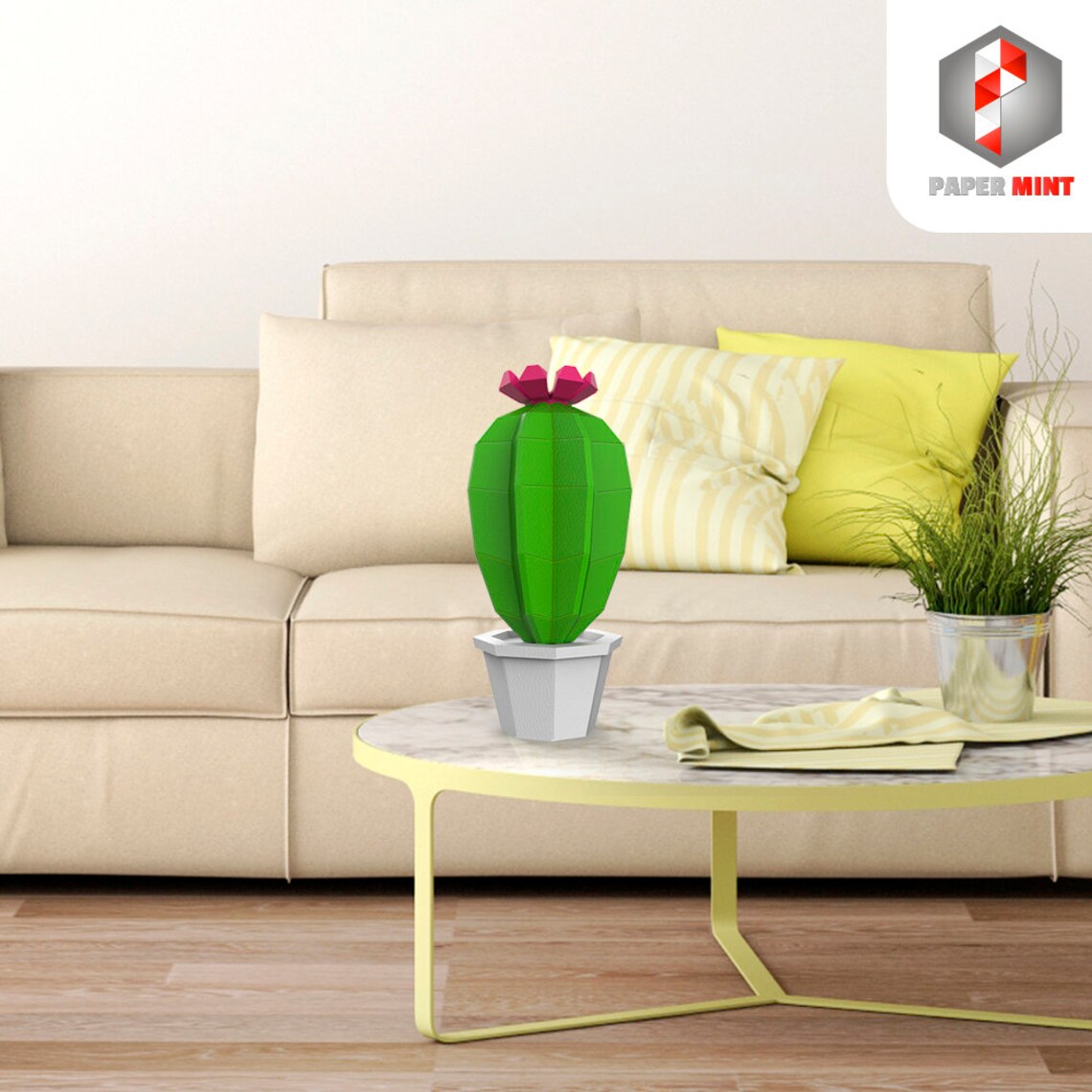 Printable DIY Papercraft Cactus Succulent 3D DIY Paper Model Minimalist ...