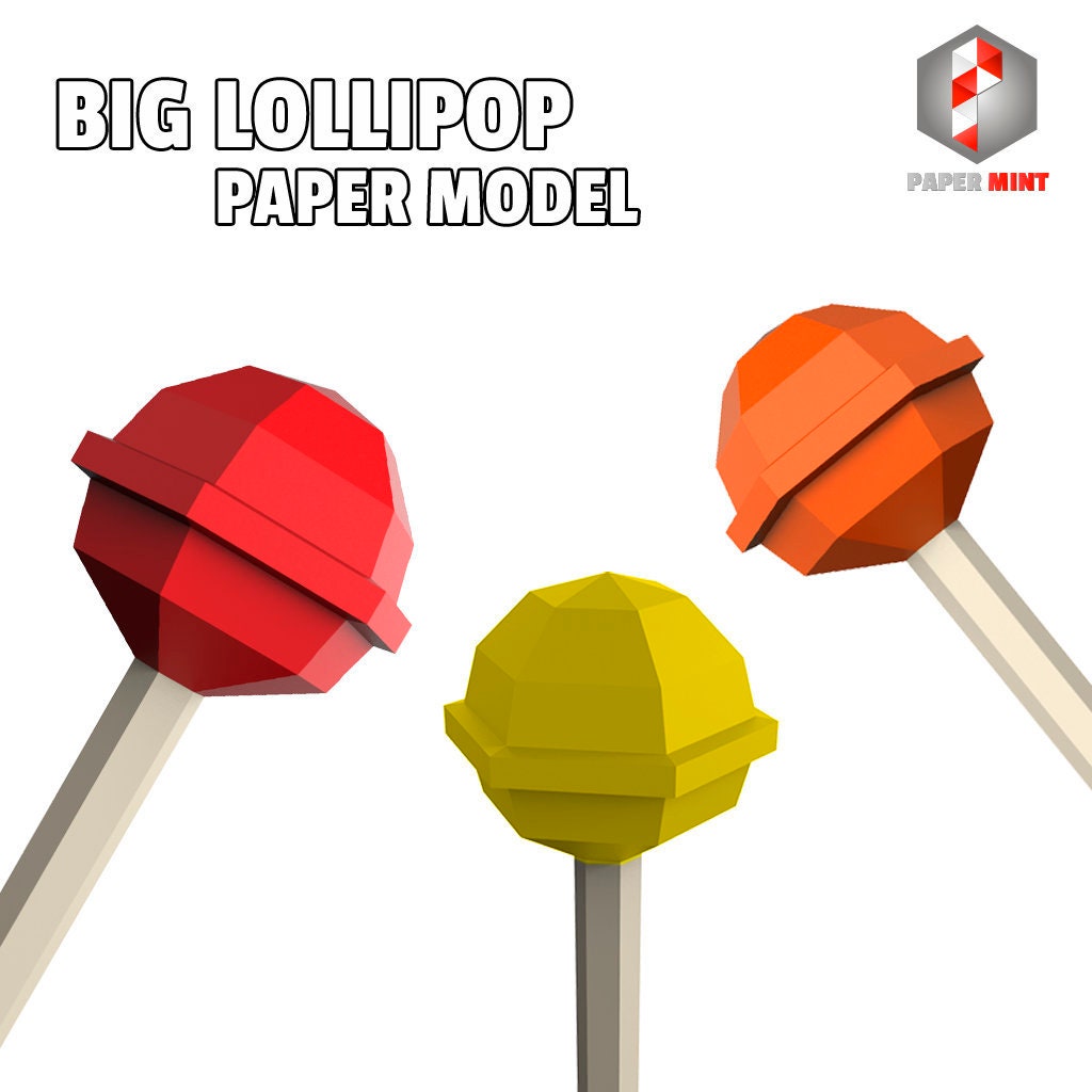 Big Lollipop Printable DIY Papercraft Paper Model 3D DIY Low Poly Art ...