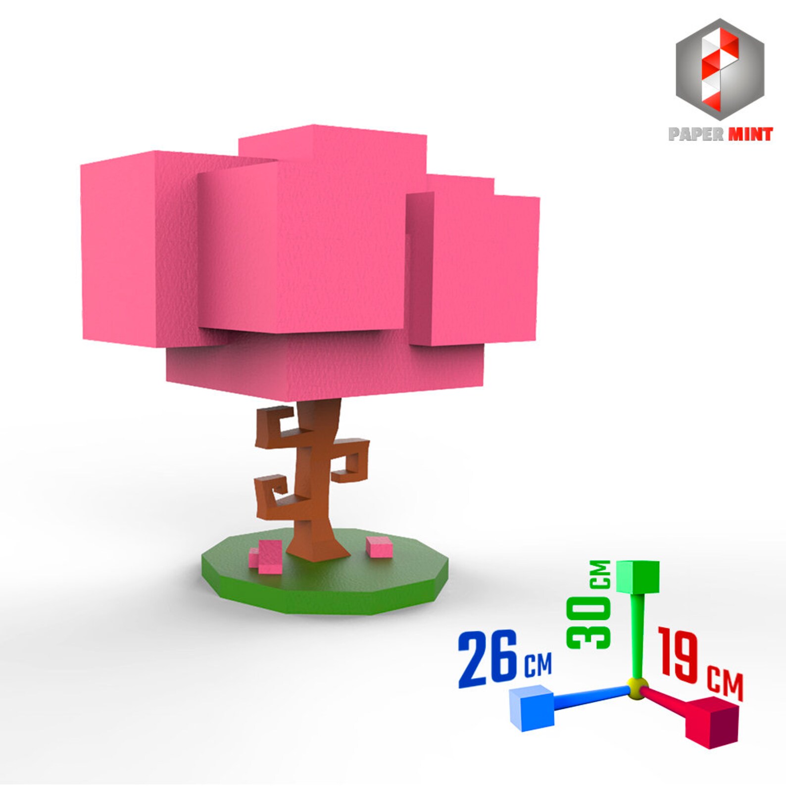 Printable DIY Papercraft Cubic Tree 3D DIY Paper Model Minimalist Low ...
