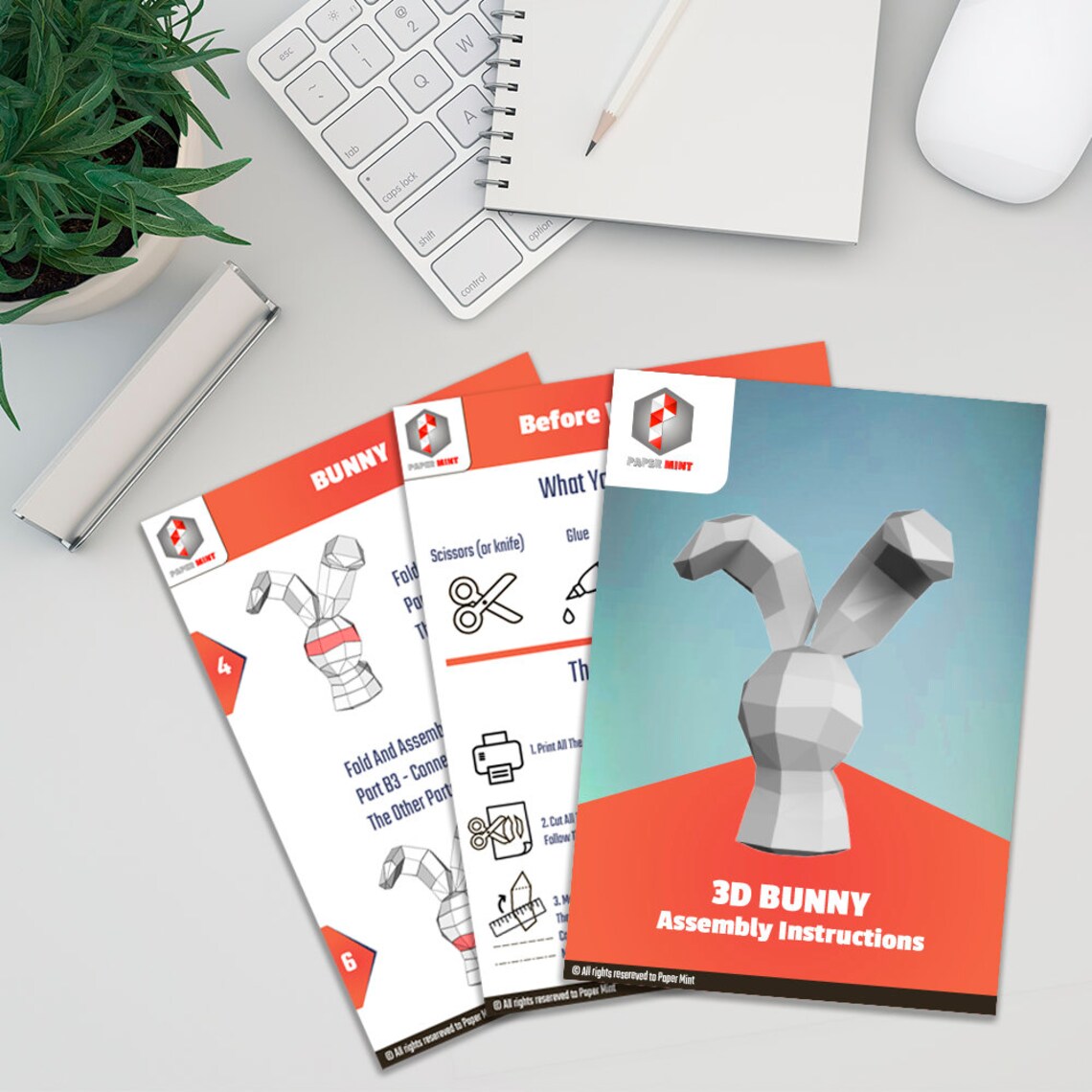 Printable DIY Papercraft Bunny 3D DIY Paper Model Minimalist | Etsy