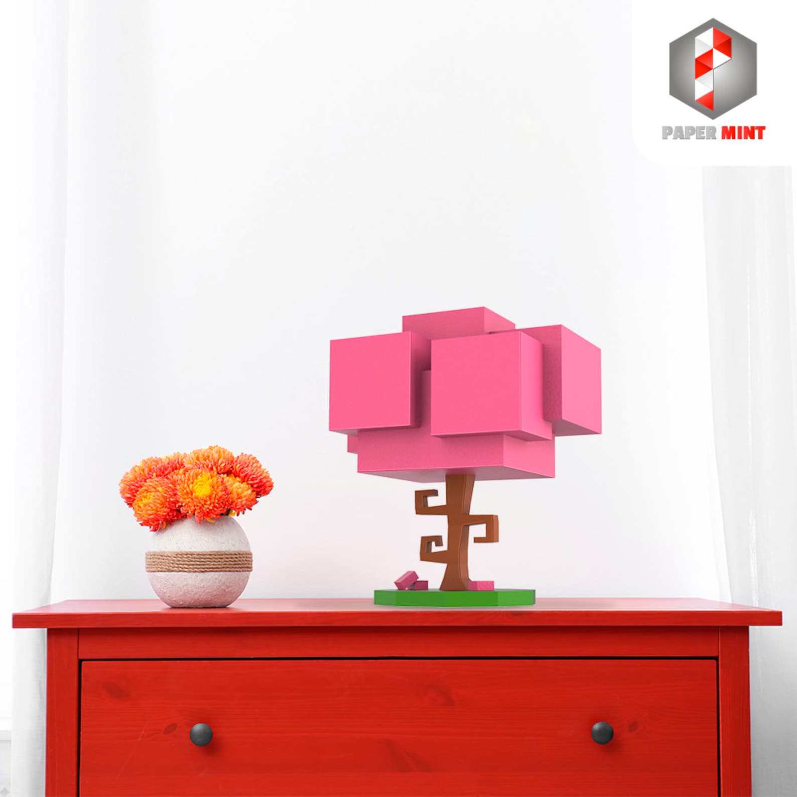 Printable DIY Papercraft Cubic Tree 3D DIY Paper Model Minimalist Low ...