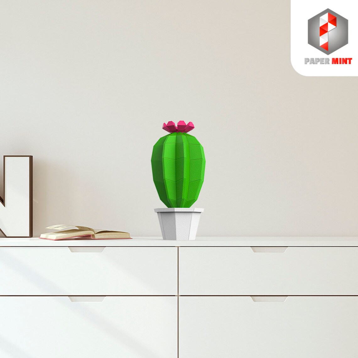 Printable DIY Papercraft Cactus Succulent 3D DIY Paper Model Minimalist ...