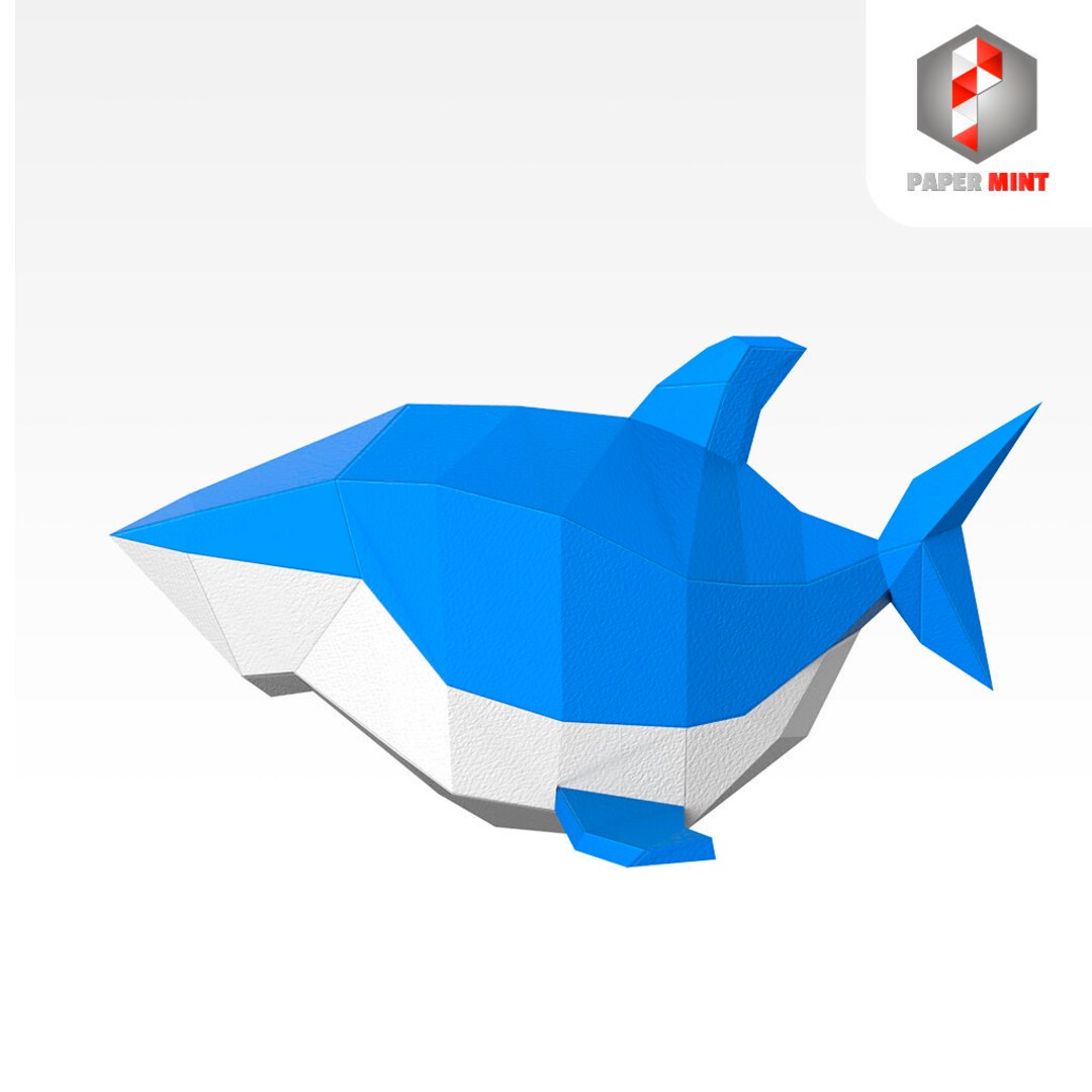 DIY Papercraft Printable Large Shark 3D Paper Model DIY Low Poly Art ...