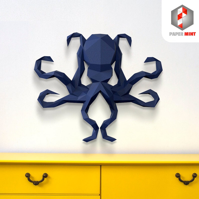DIY Papercraft Printable Octopus 3D Large Paper Model DIY Low Poly Art ...