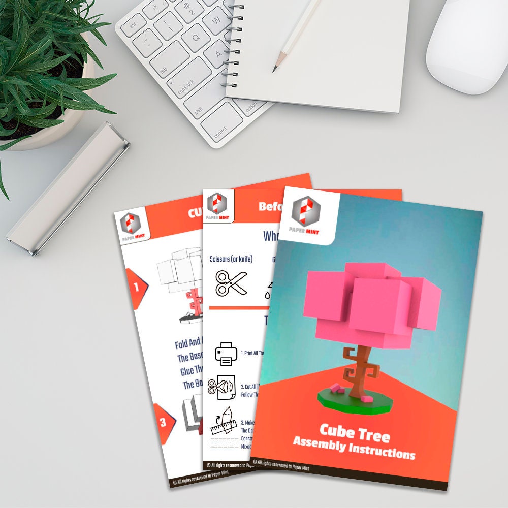 Printable DIY Papercraft Cubic Tree 3D DIY Paper Model Minimalist Low ...