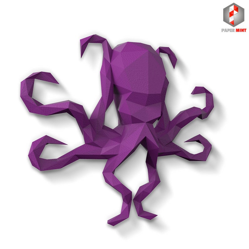 DIY Papercraft Printable Octopus 3D Large Paper Model DIY Low Poly Art ...