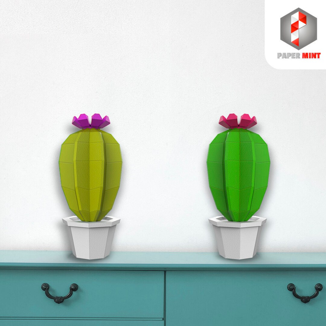 Printable DIY Papercraft Cactus Succulent 3D DIY Paper Model Minimalist ...