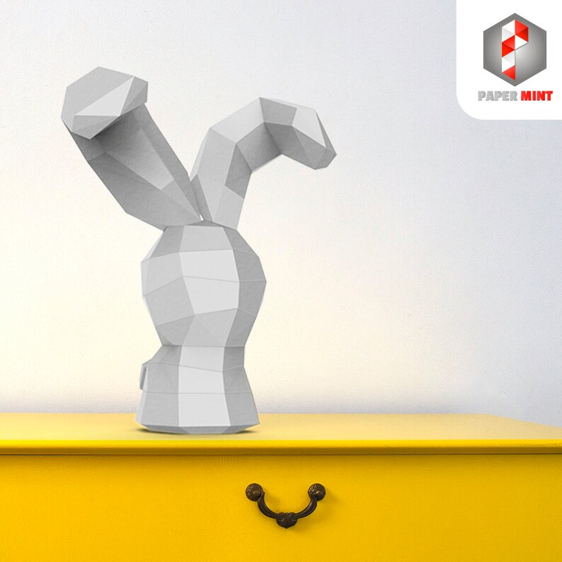 Printable DIY Papercraft Bunny 3D DIY Paper Model Minimalist | Etsy