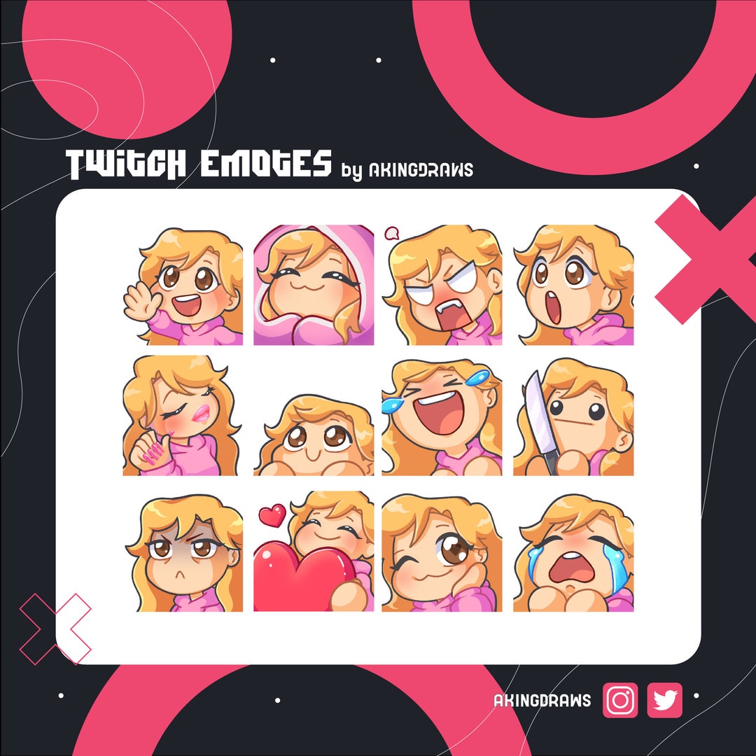 Cute Girl Emotes (12 EMOTE PACK) ( Blonde With Brown Eyes ) - Etsy