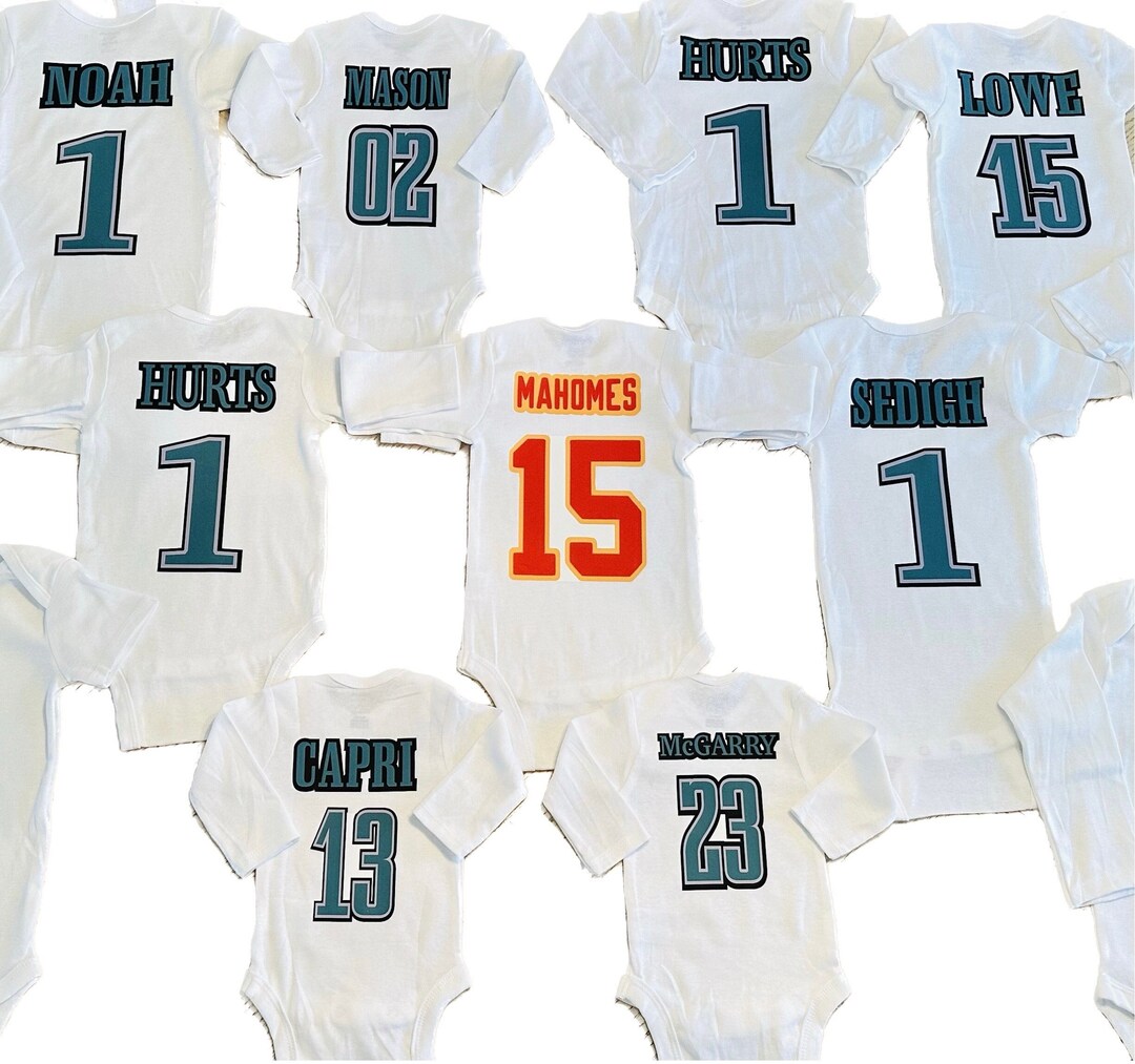 Custom Kids & Youth Football Sport Jersey Baby Bodysuit Personalized ...