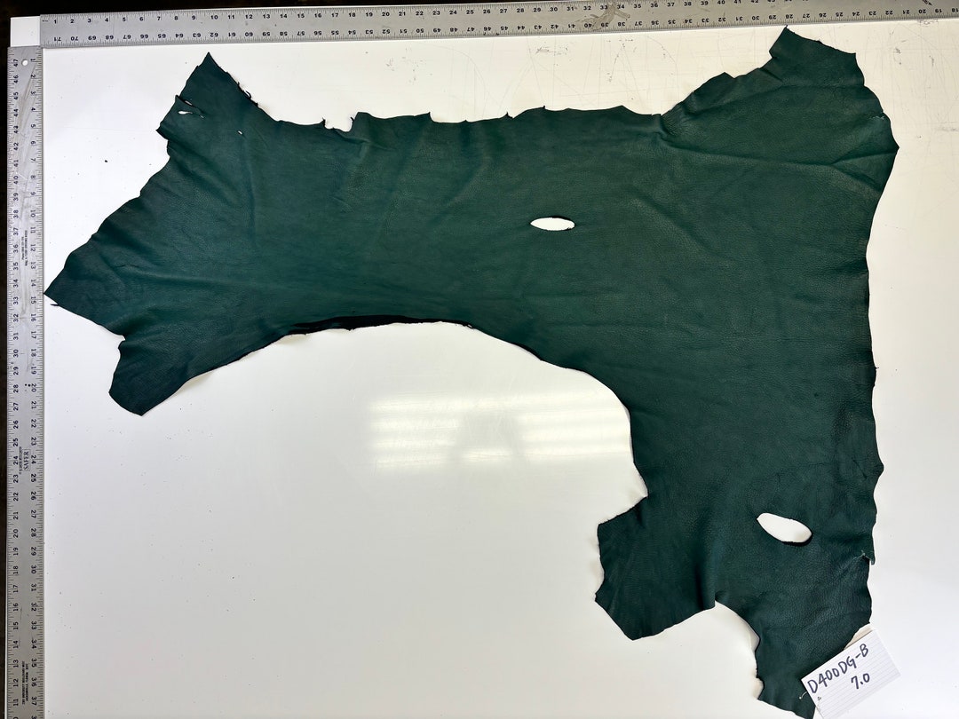 Deerskin Leather, 7.0 Sqft, Beautiful Green Color, Deer Buckskin Hide ...