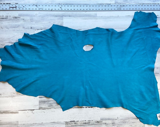 Deerskin Leather, 9.3 Sqft, Beautiful Turquoise Color, Deer Buckskin ...