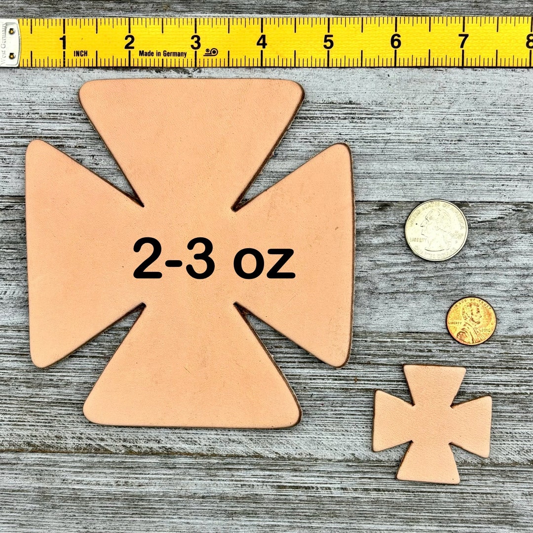 Iron Cross Shape, 2-3 Oz, Veg Tan Leather, 24pk, 12pk, 6pk, 3pk ...