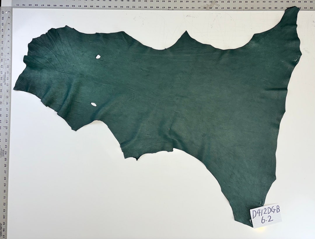 Deerskin Leather, 6.2 Sqft, Beautiful Green Color, Deer Buckskin Hide ...