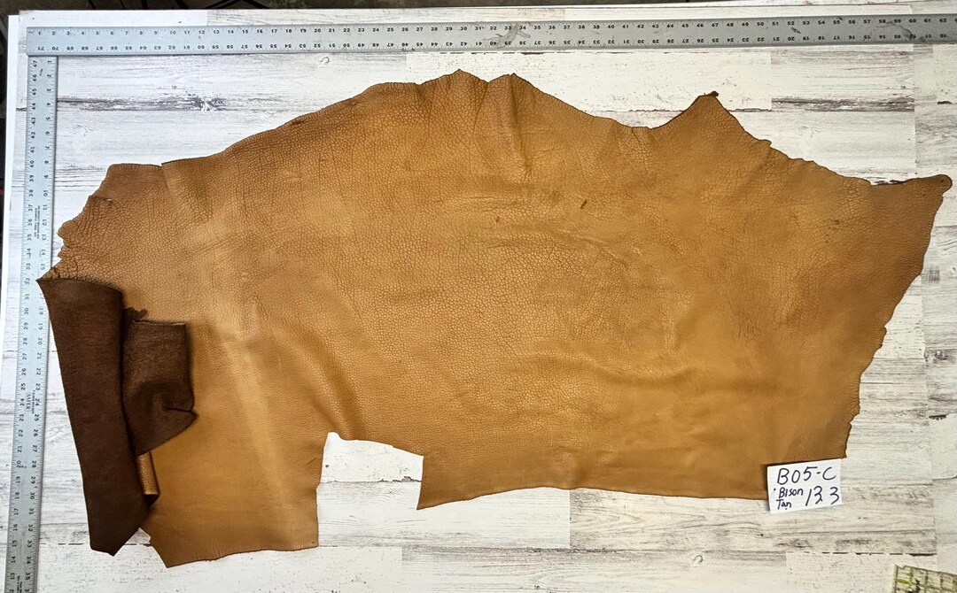 Buffalo Bison Leather Hide, Tan, 13.3 Sqft, 3-3.5 Oz, Made in USA,B05-C ...