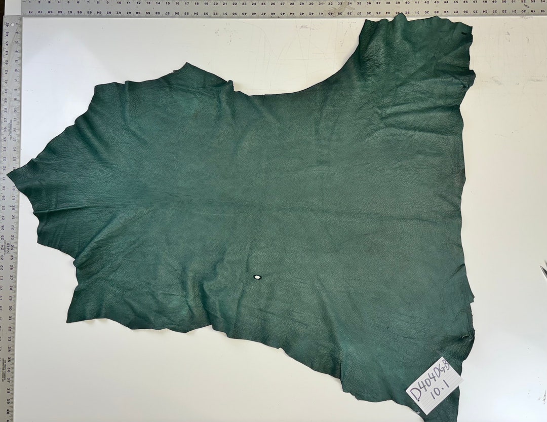 Deerskin Leather, 10.1 Sqft, Beautiful Green Color, Deer Buckskin Hide ...