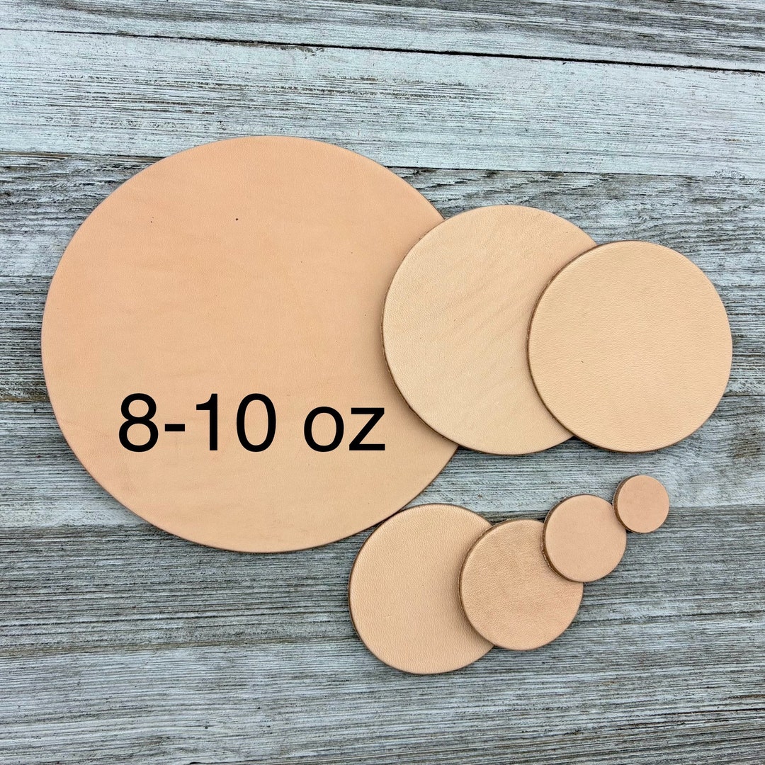 Round Circle Shape, 8-10 Oz, Veg Tan Leather, 24 Pk, 12 Pk, 6 Pk, Blank ...