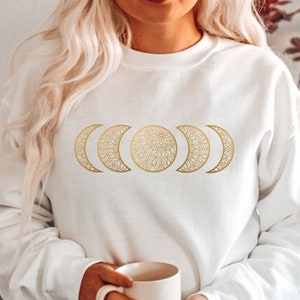 Moon Phases Graphic Sweatshirt, Aesthetic Moon Phases Sweater, Crescent ...