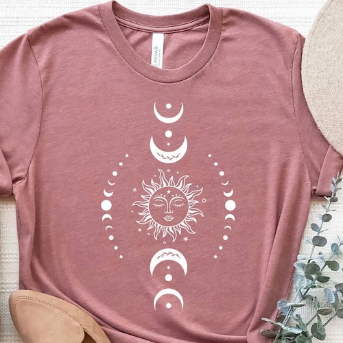 Sun and Moon T-shirt Mystical Sun and Moon Shirt Bohemian - Etsy