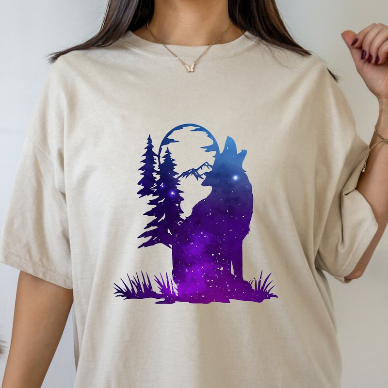 Galaxy Wolf Tshirt - Etsy