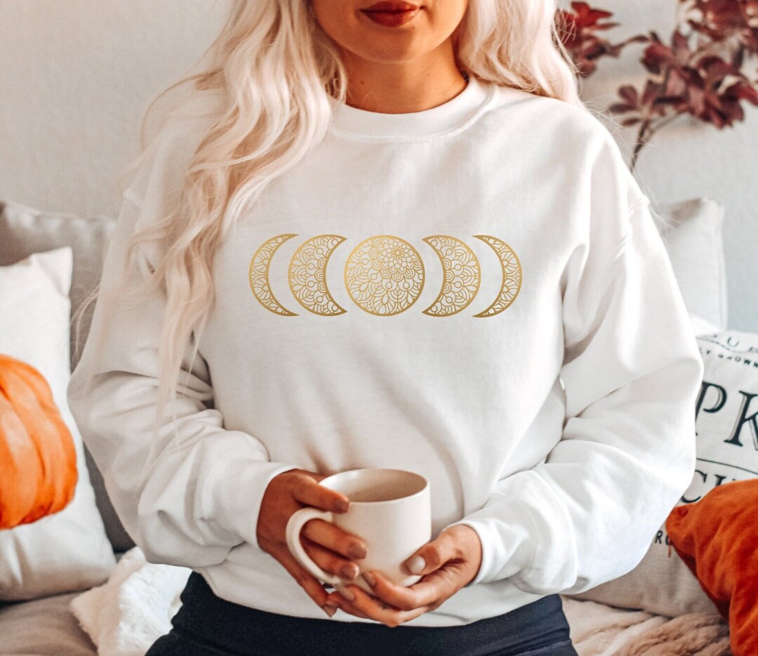 Moon Phases Graphic Sweatshirt, Aesthetic Moon Phases Sweater, Crescent ...