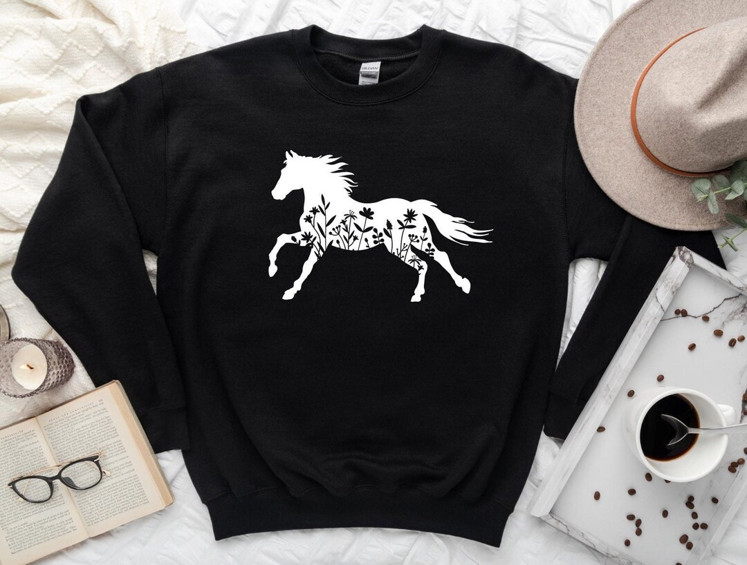Floral Horse Sweater, Flowers Horse Sweatshirt, Horse Lover Rider Gift ...