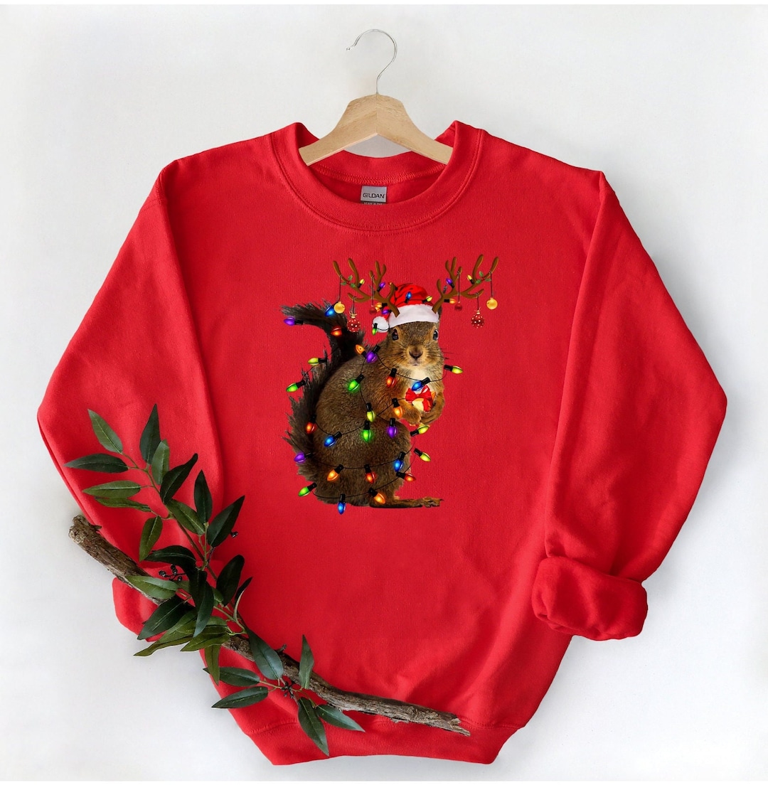 Christmas Squirrel Lights Sweatshirt, Christmas Squirrel Hoodie ...