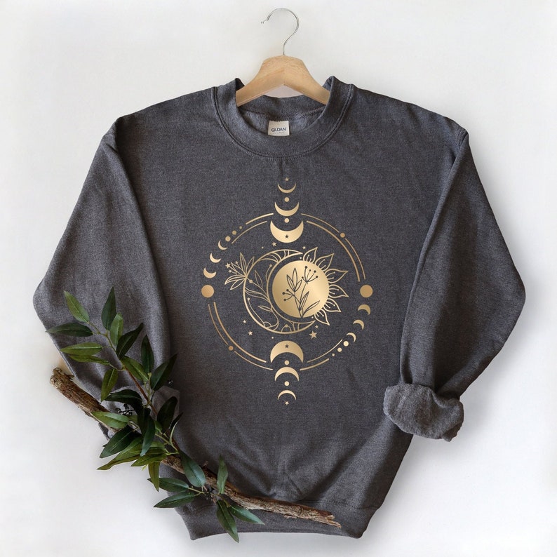 Mystic Moon and Sun Sweatshirt, Mystical Moon Phase Sweater, Moon Phase ...