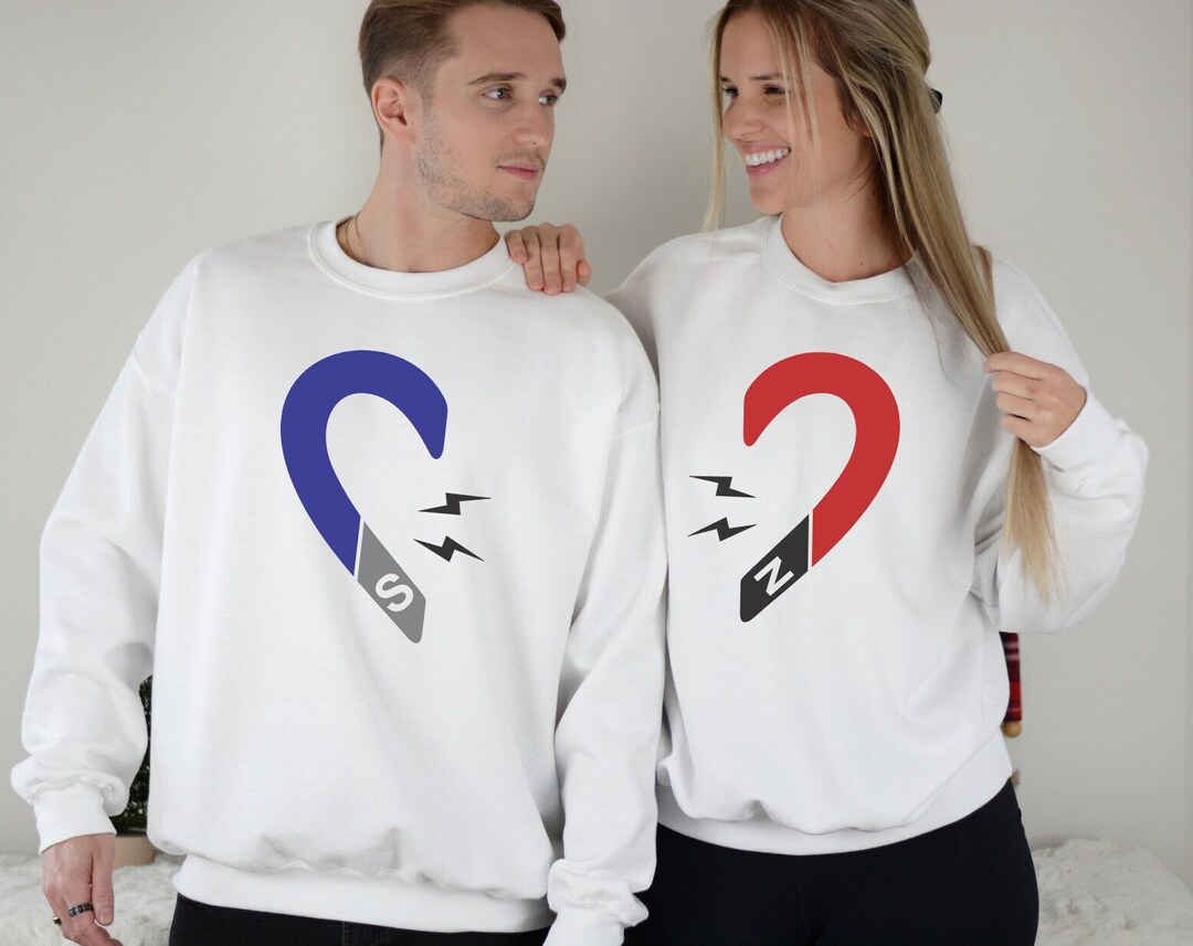 Magnet Heart Sweatshirt, Magnet Heart Love Sweater, Magnets Love Couple ...