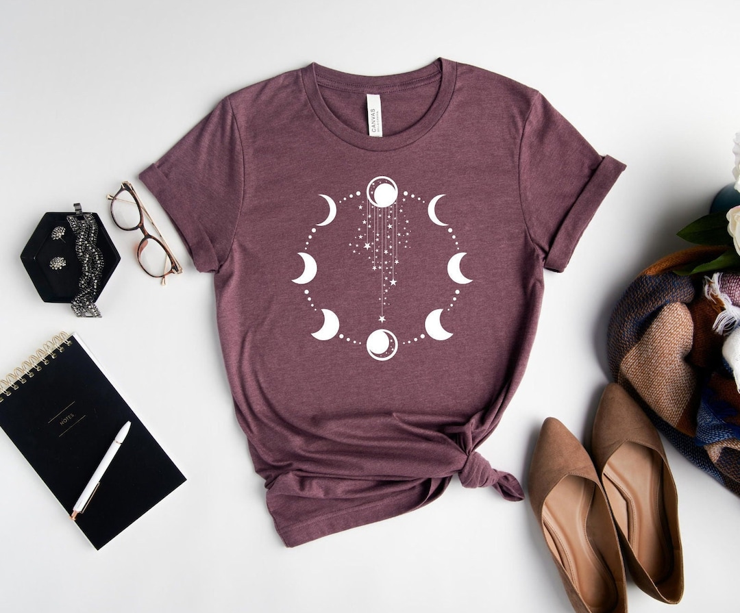 Mystic Moon Phases T Shirt Moon Phases Shirt Crescent Moon Stars